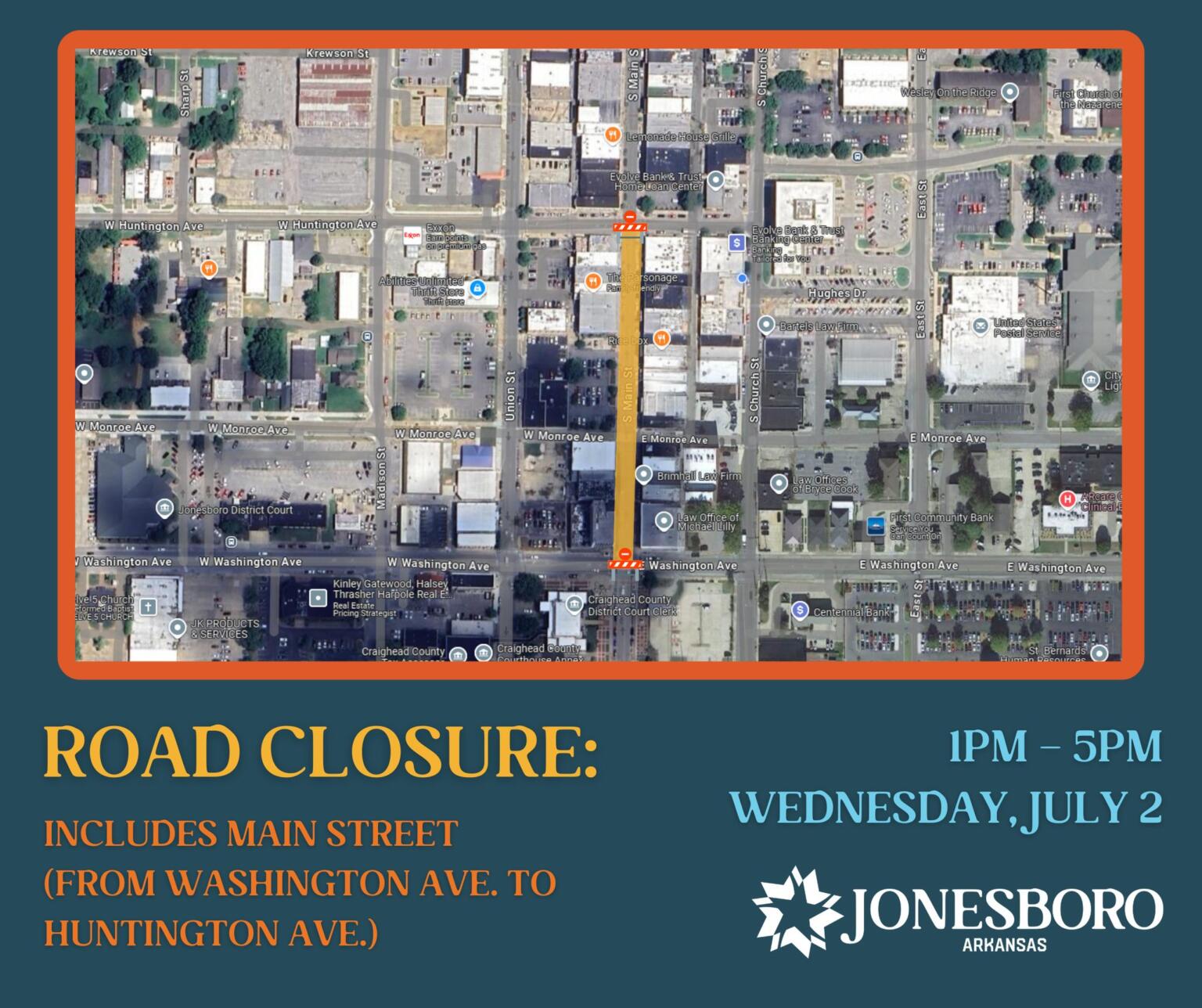 Downtown Jonesboro road to be closed Wednesday - Jonesboro Right Now