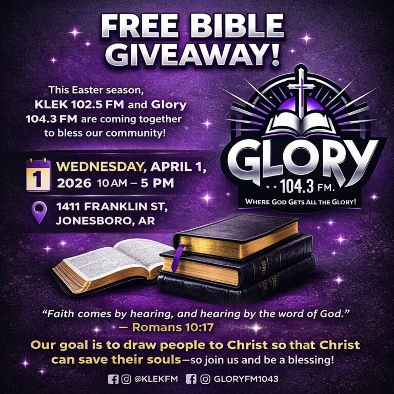KLEK 102.5 FM and Glory 104.3 FM to Host Community Bible Giveaway in ...